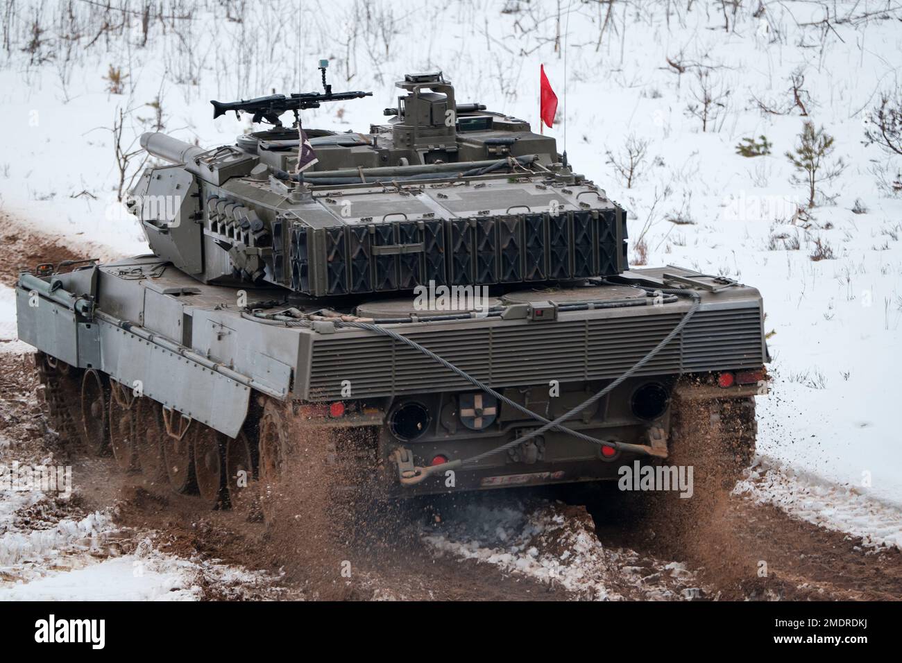 ADAZI, LATVIA, FEBRUARY 2018 - Leopard 2 Tank at NATO forces exercises ...