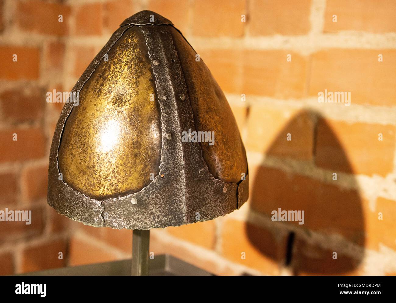 Protective headdress of the Middle Ages Norman helmet Stock Photo - Alamy