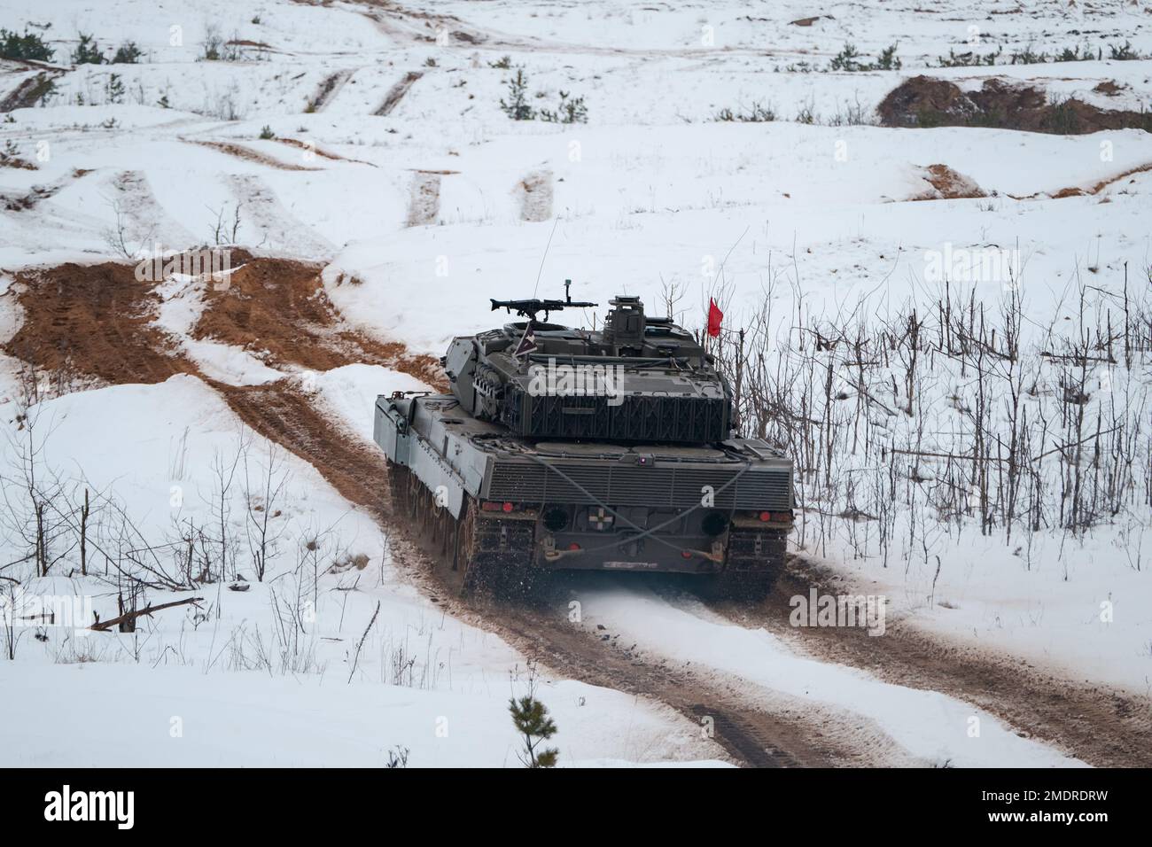 ADAZI, LATVIA, FEBRUARY 2018 - Leopard 2 Tank at NATO forces exercises ...