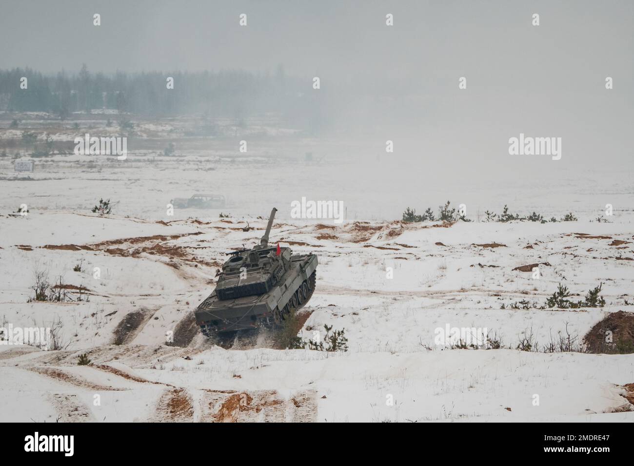ADAZI, LATVIA, FEBRUARY 2018 - Leopard 2 Tank at NATO forces exercises ...