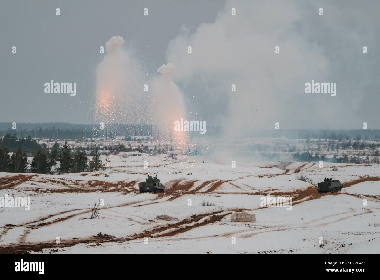 ADAZI, LATVIA, FEBRUARY 2018 - Leopard 2 Tank at NATO forces exercises ...