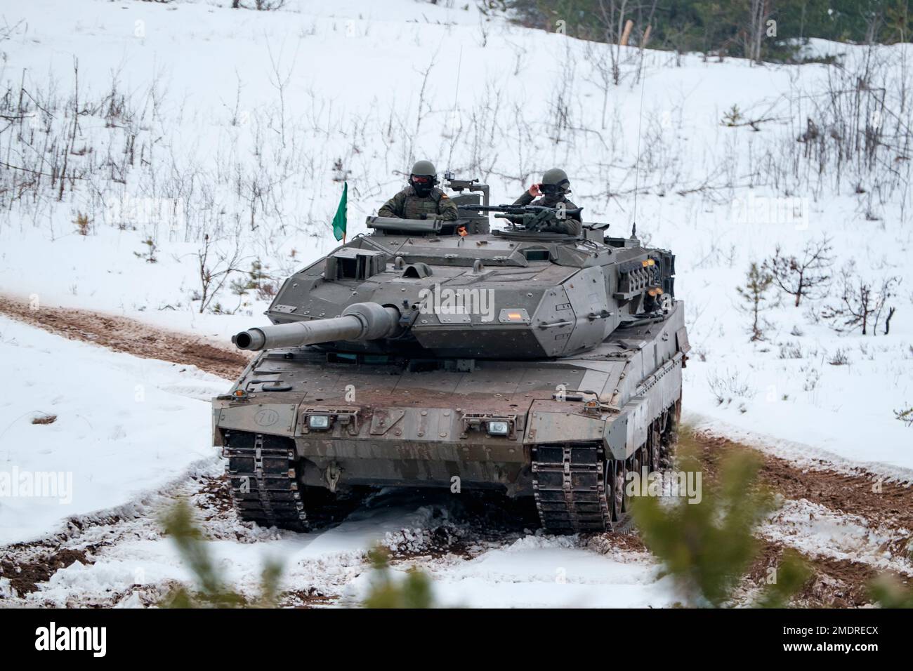 ADAZI, LATVIA, FEBRUARY 2018 - Leopard 2 Tank at NATO forces exercises ...