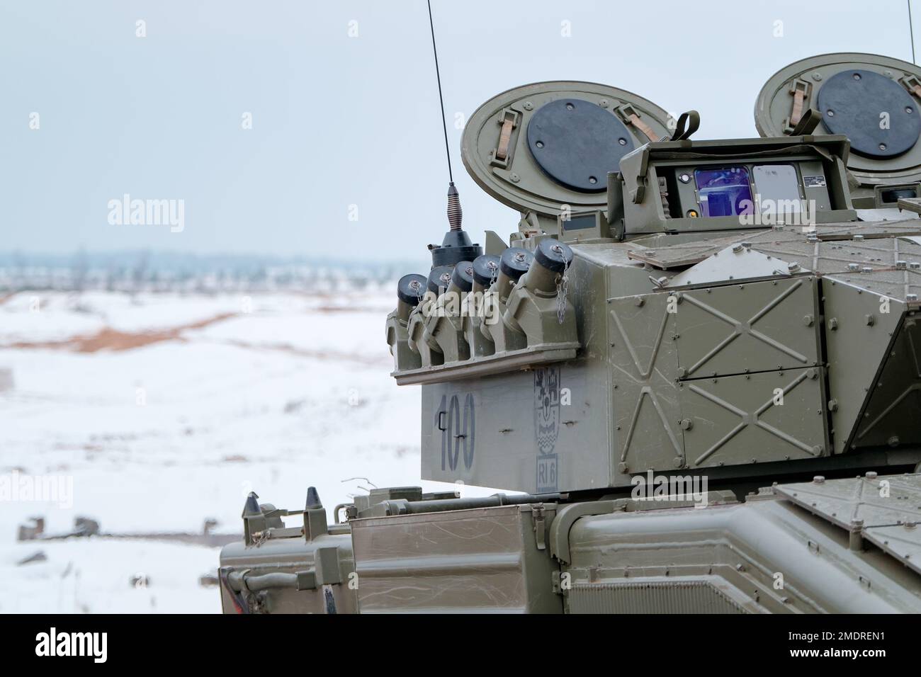 ADAZI, LATVIA, FEBRUARY 2018 - Leopard 2 Tank at NATO forces exercises. Spanish army conducted ...