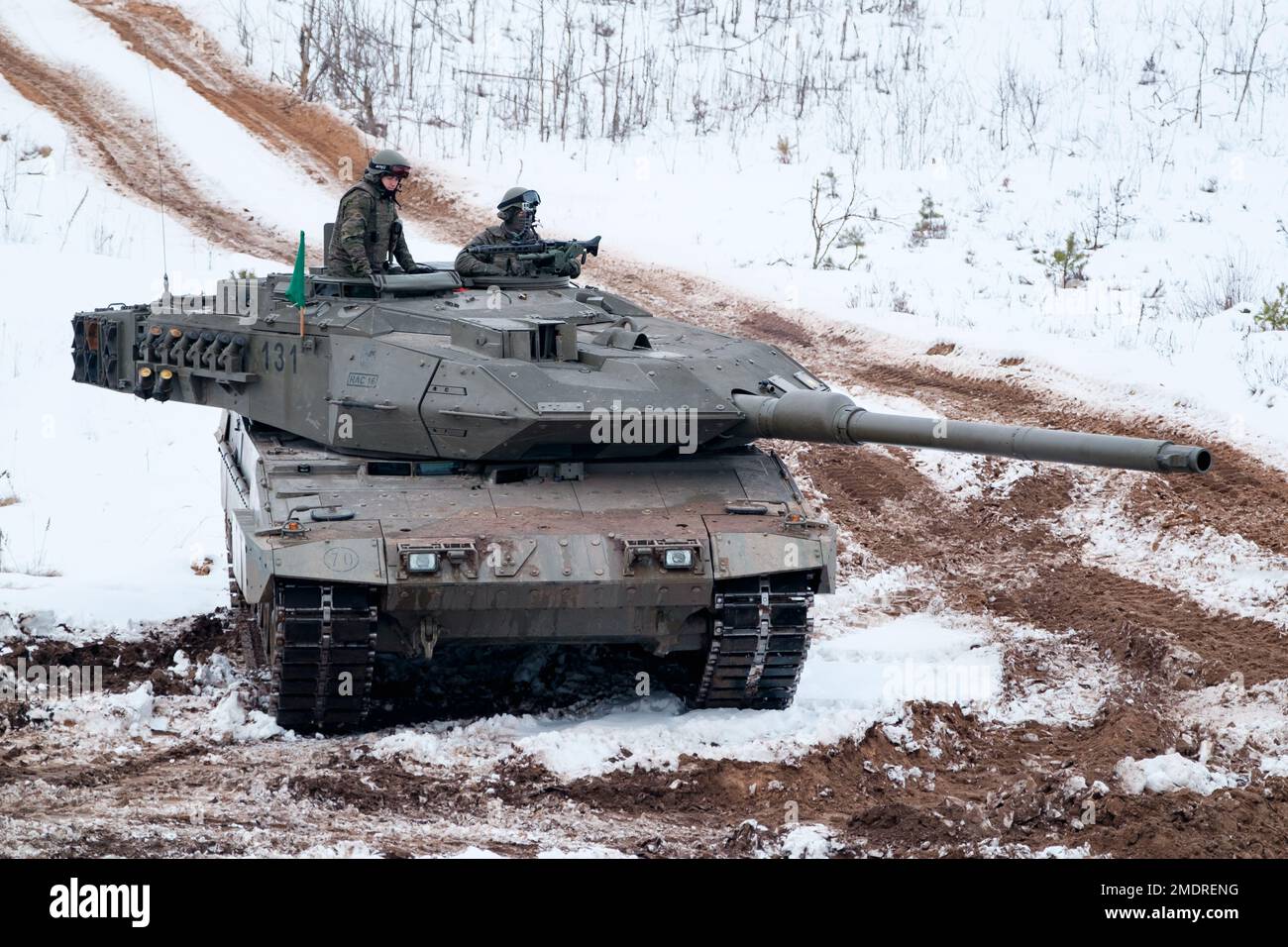 ADAZI, LATVIA, FEBRUARY 2018 - Leopard 2 Tank at NATO forces exercises ...