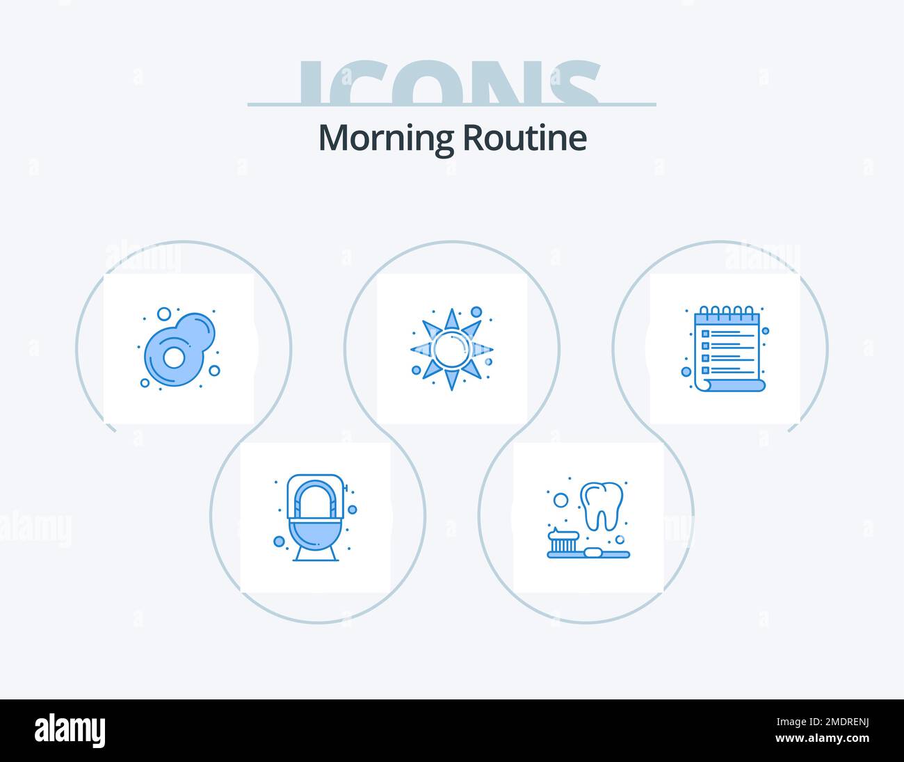 Morning Routine Blue Icon Pack 5 Icon Design. . wish. egg. schedule. sun Stock Vector Image ...
