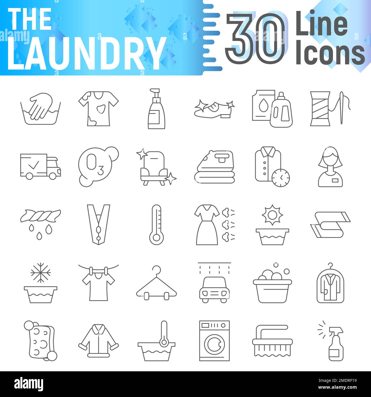 Laundry thin line icon set, clean symbols collection, vector sketches ...