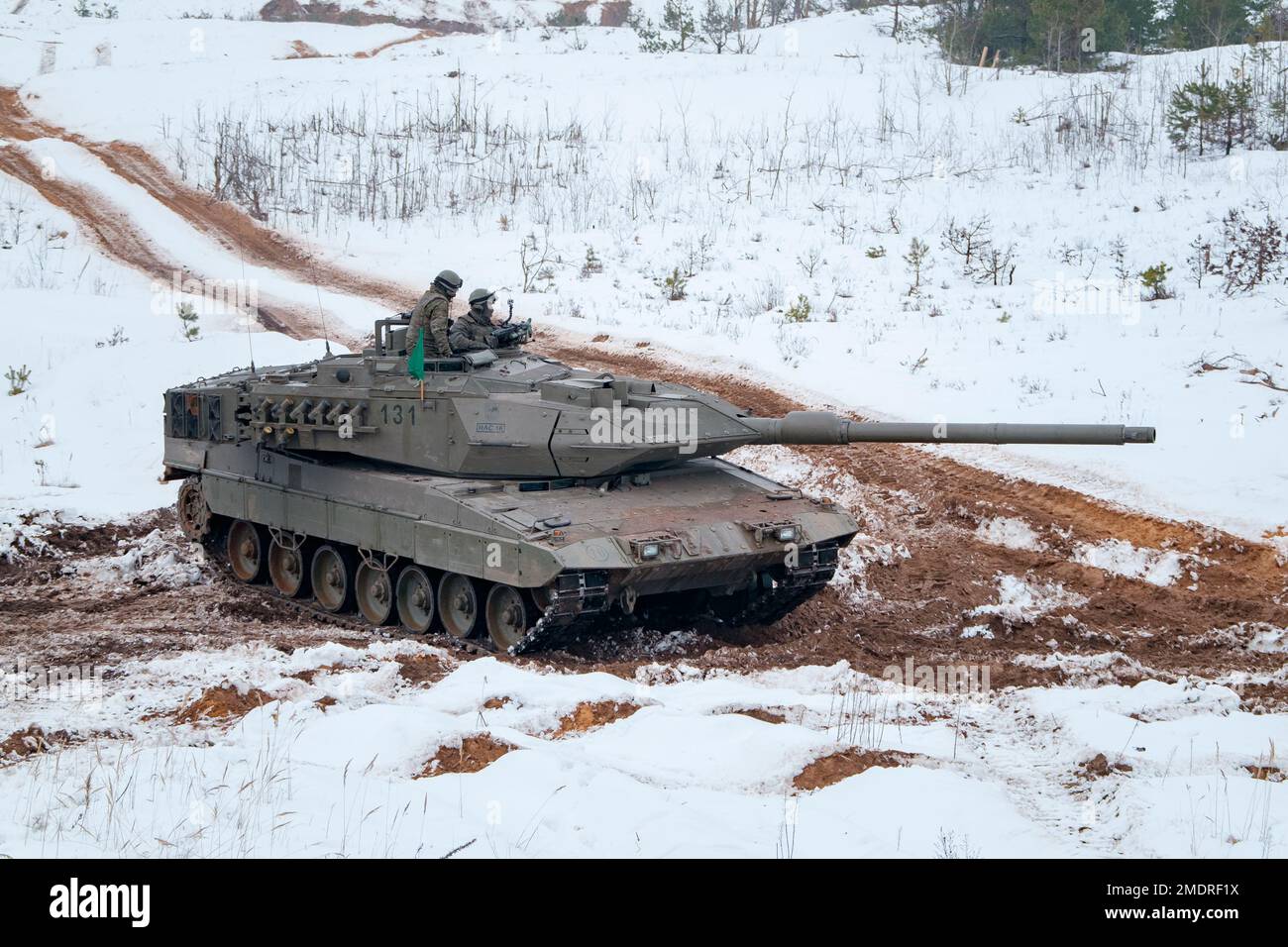 ADAZI, LATVIA, FEBRUARY 2018 - Leopard 2 Tank at NATO forces exercises ...