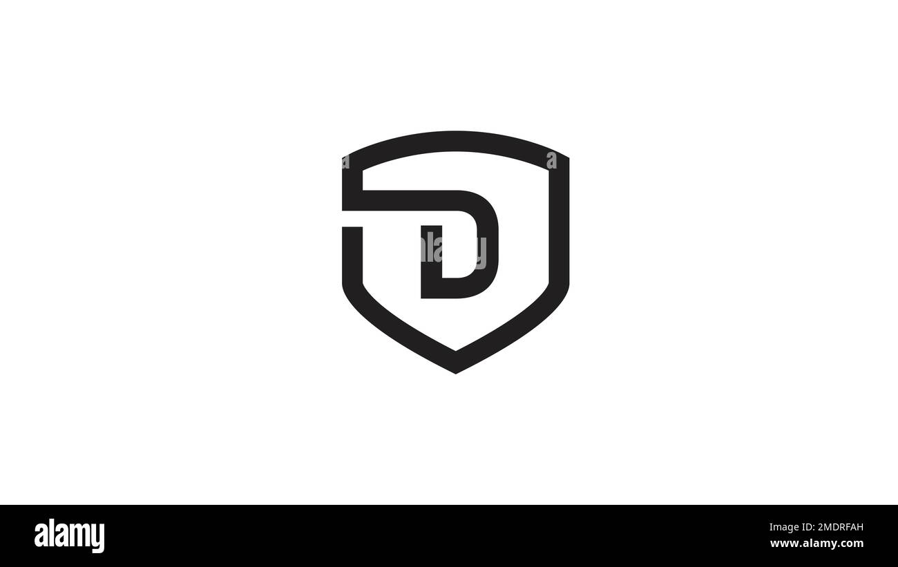 Creative D alphabet black shield flat symbol vector logo Stock Vector ...