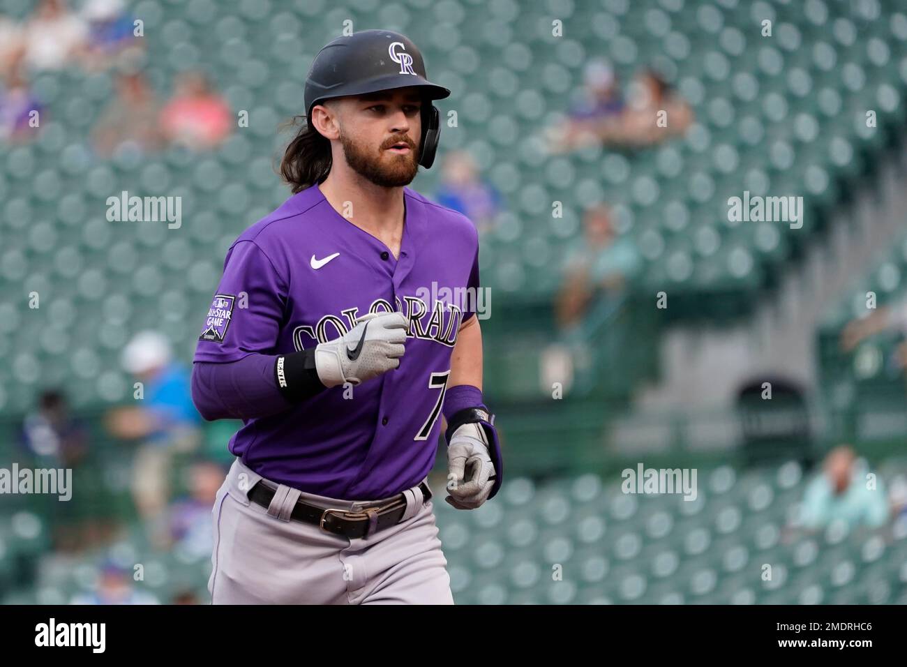 Colorado Rockies' Brendan Rodgers rounds the bases after hitting a two ...