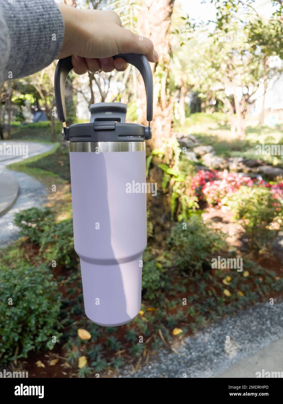 Steel vacuum thermos outdoor zero waste and no plastic Stock Photo - Alamy