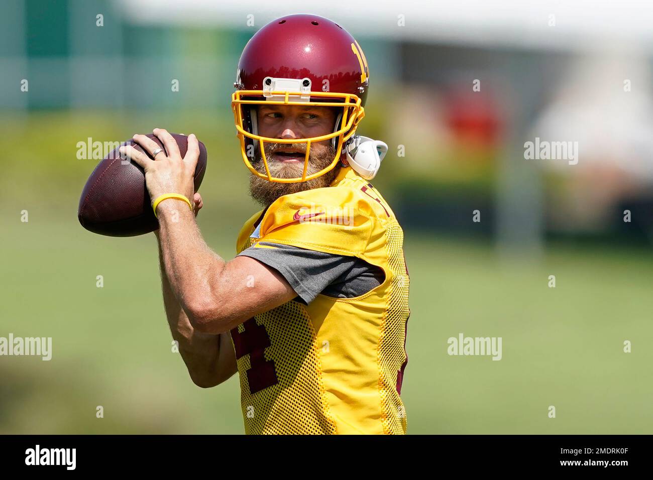 Washington Football Team quarterback Ryan Fitzpatrick (14) throws ...