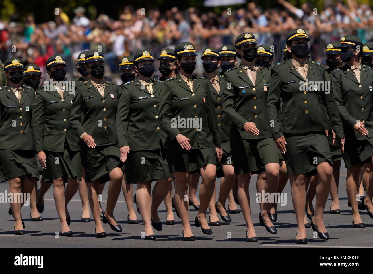 A women's Army battalion marches in a military parade on Soldier Day at ...