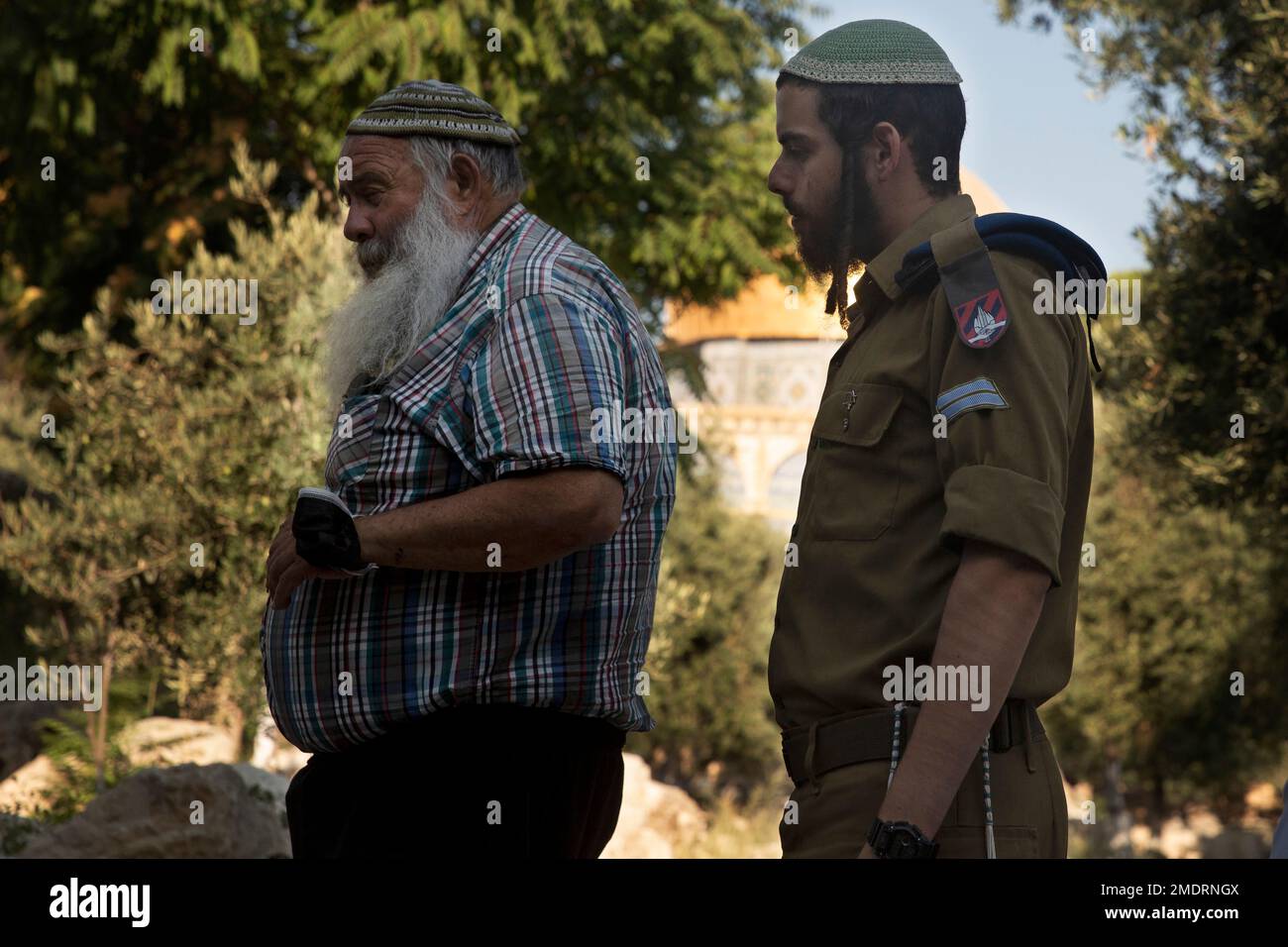 Religious Jews pray at the Temple Mount, known to Muslims as the Noble ...