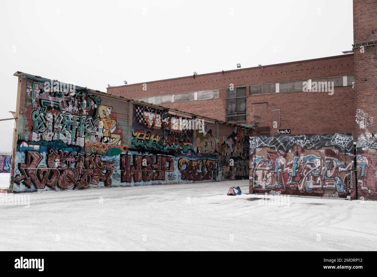 Photoshoot at an old factory, Graffiti art walls, old industrial ...