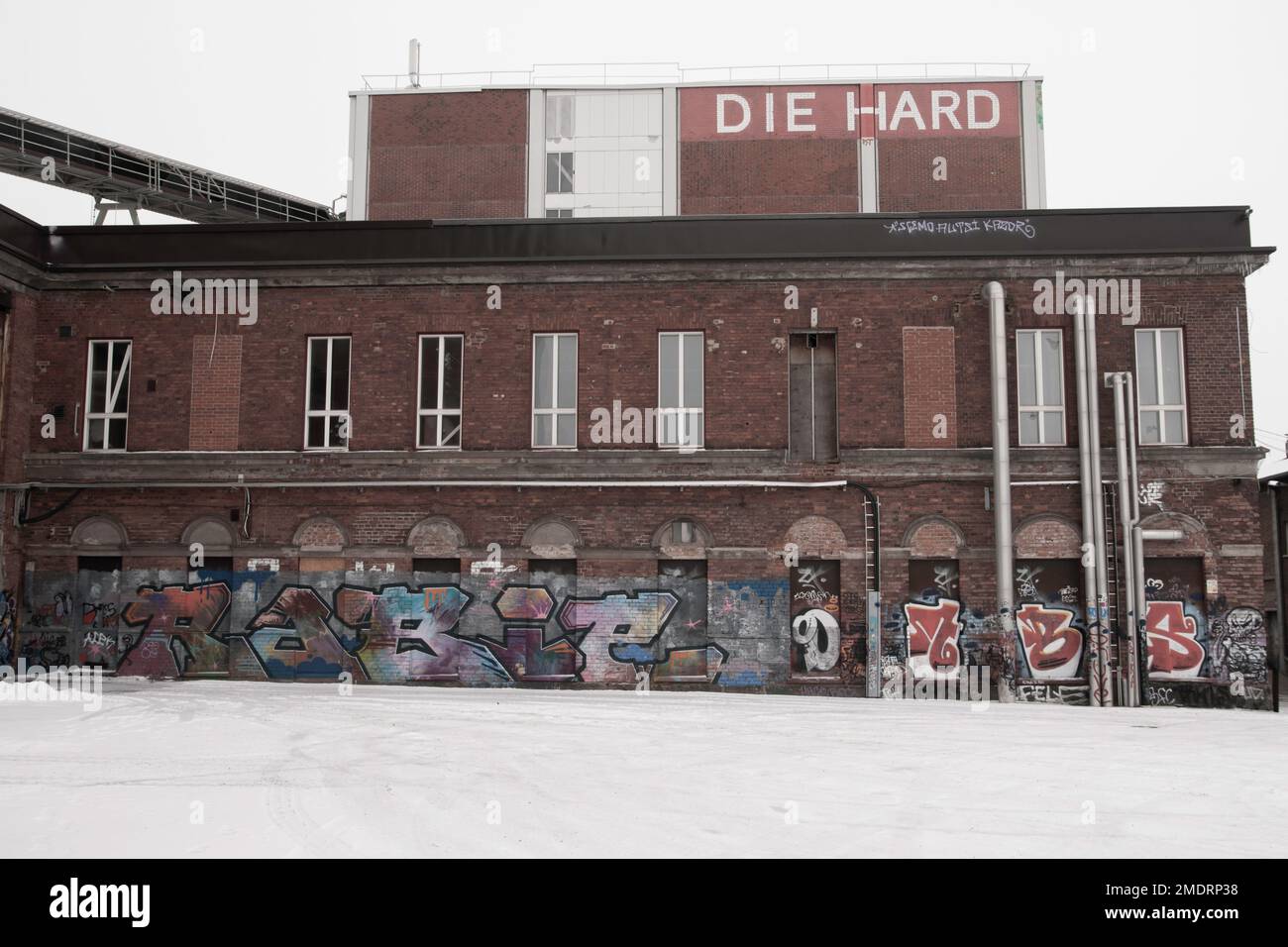 Photoshoot at an old factory, Graffiti art walls, old industrial ...