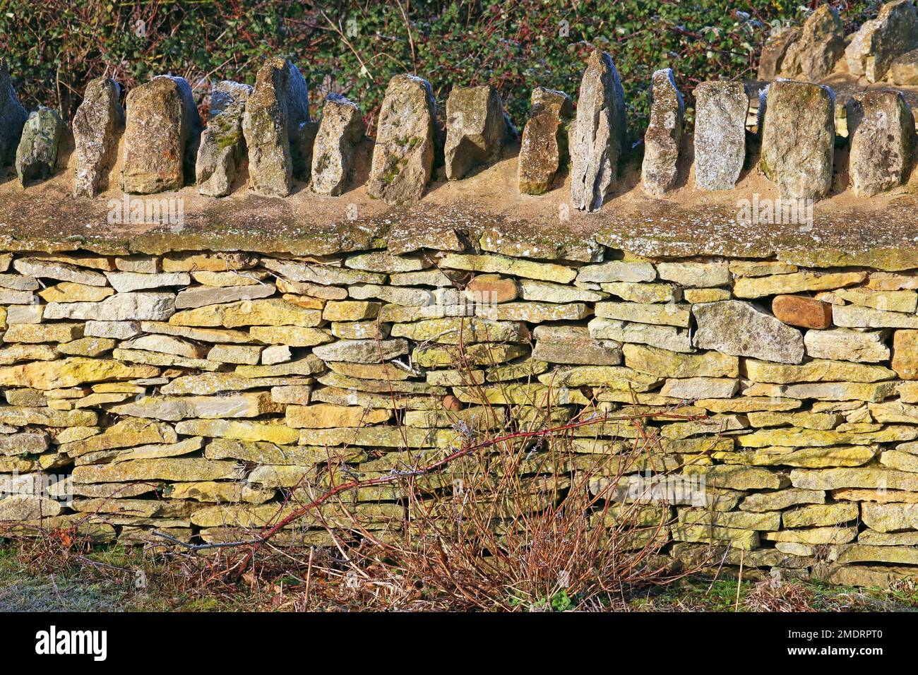 Drystone wall in the countryside. Wall made from local stones and ...