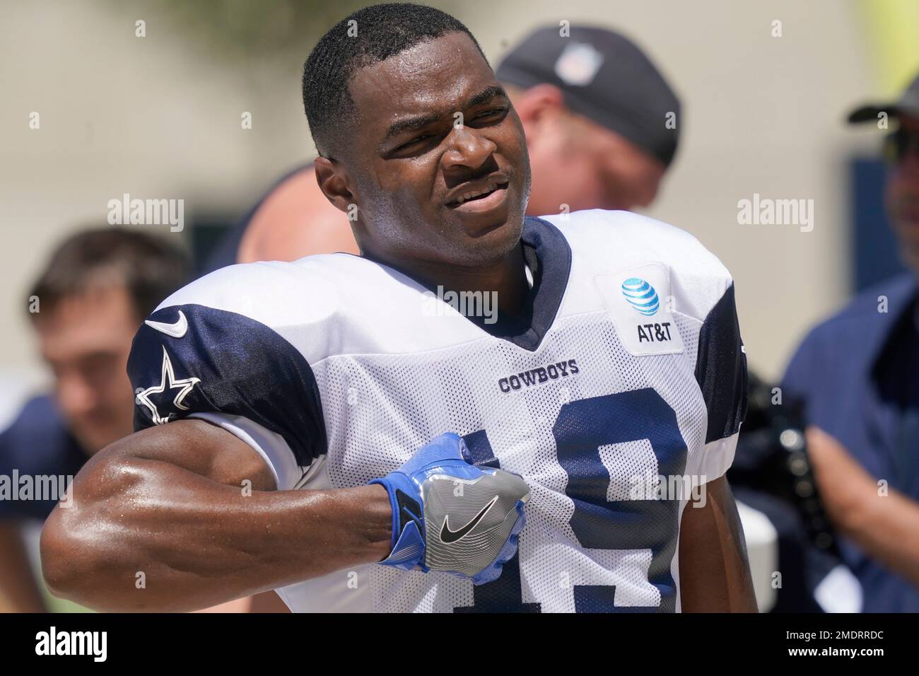 Dallas Cowboys wide receiver Amari Cooper (19) starts to takes off his ...