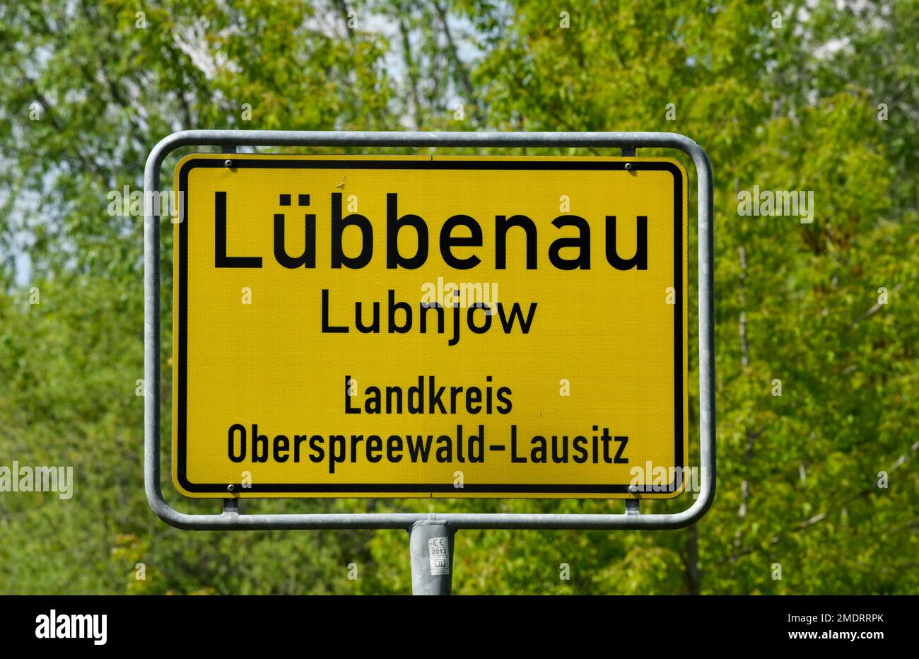 Town entrance sign, Luebbenau, Brandenburg, Germany Stock Photo - Alamy