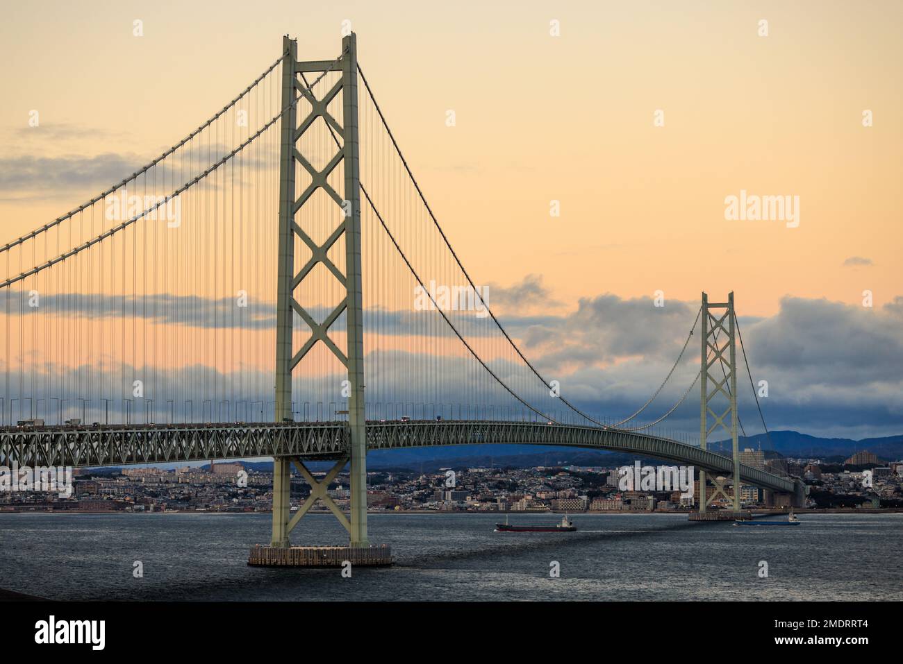 Japans longest suspension bridge at sunset hi-res stock photography and ...