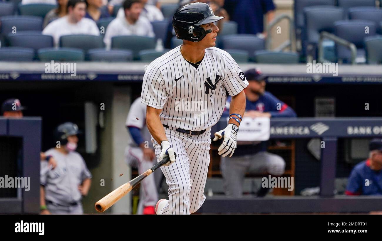 New York Yankees' Andrew Velazquez in the second inning of a baseball ...