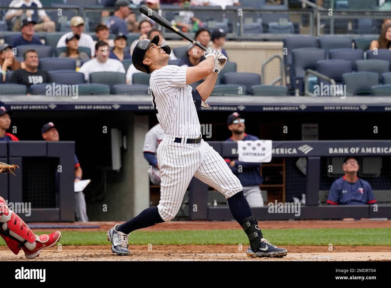 New York Yankees' Giancarlo Stanton at bat in the third inning of a ...