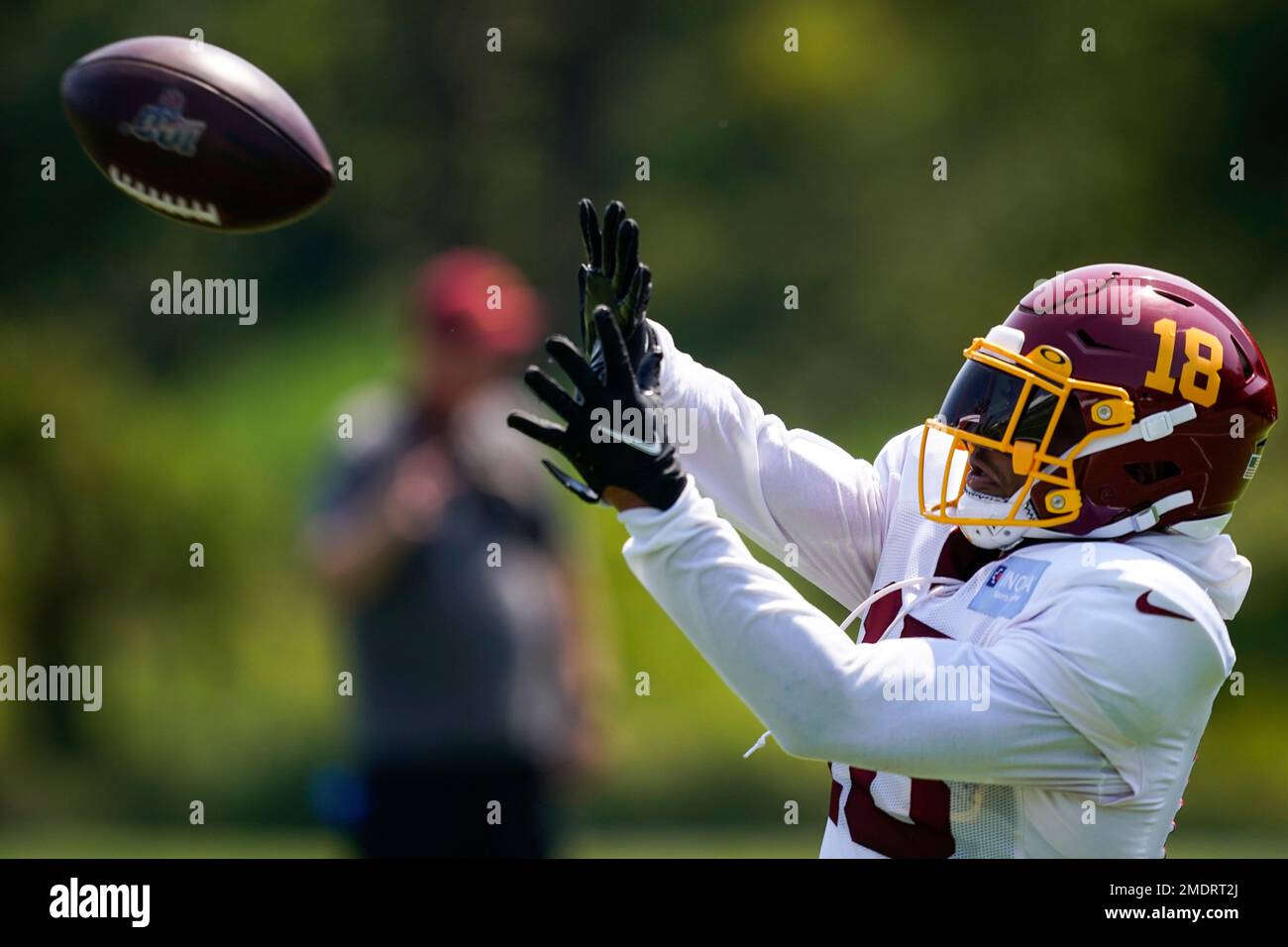 Washington Football Team wide receiver Isaiah Wright (18) catches the ...