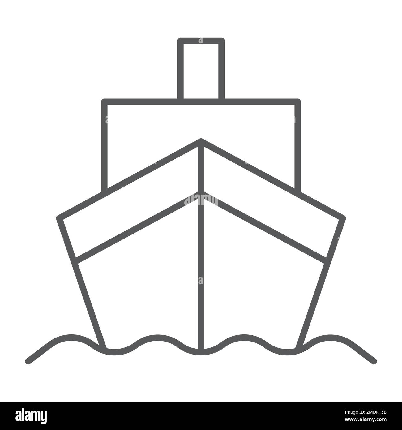 Cargo ship thin line icon, transportation and delivery, cruiser sign ...