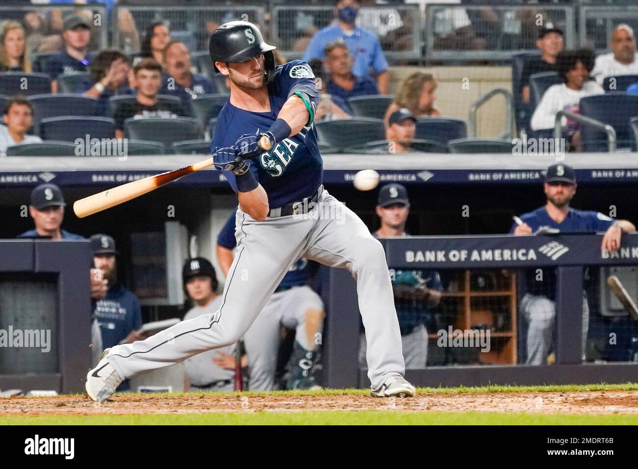 Seattle Mariners' Mitch Haniger bats in the sixth inning of a baseball ...