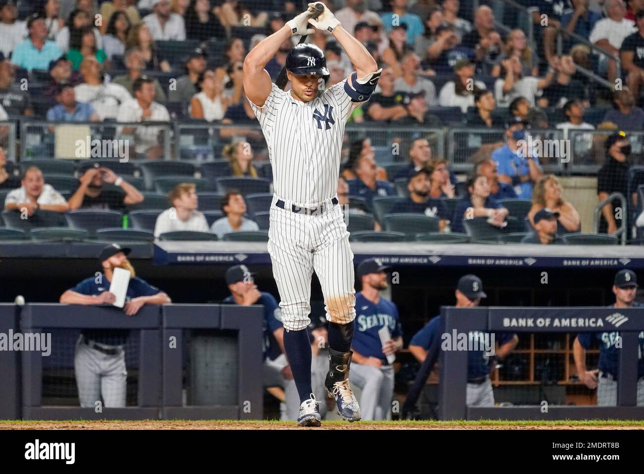 New York Yankees' Giancarlo Stanton in the sixth inning of a baseball ...