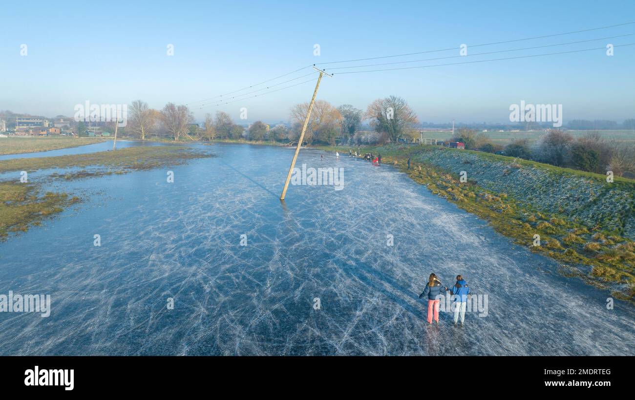 Picture dated January 22nd shows people fen skating near Ely ...
