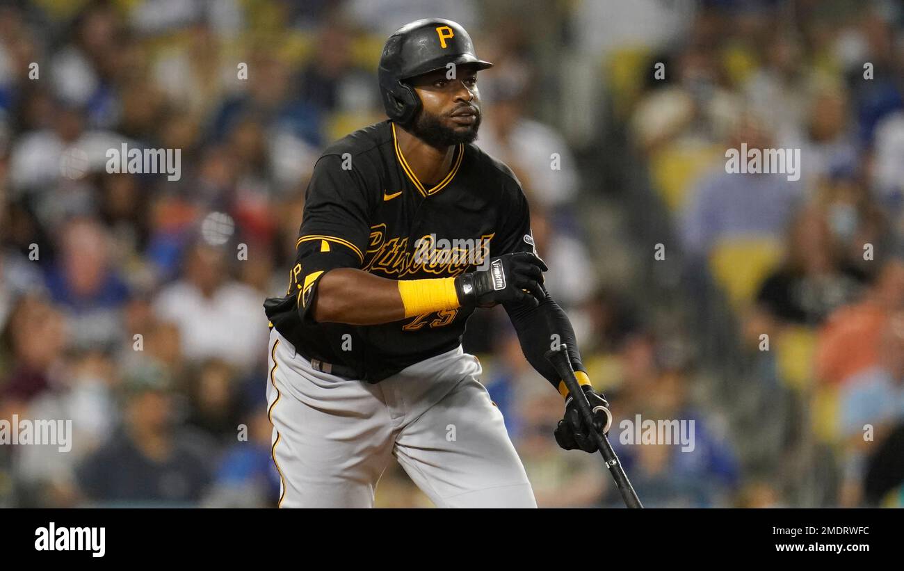 Pittsburgh Pirates' Gregory Polanco hits during a baseball game Tuesday ...