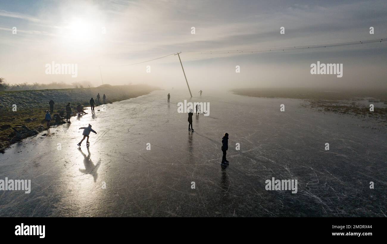 Picture dated January 22nd shows people fen skating near Ely ...
