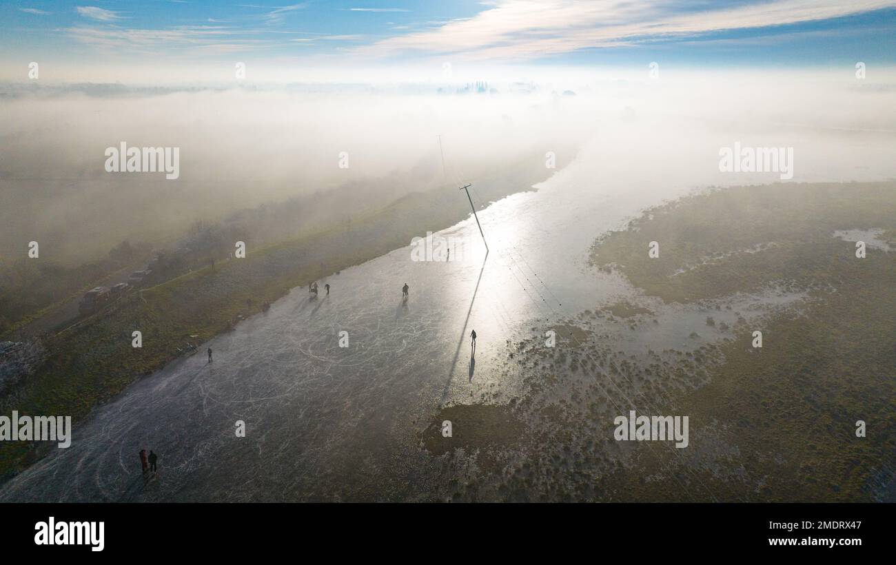 Picture dated January 22nd shows people fen skating near Ely ...