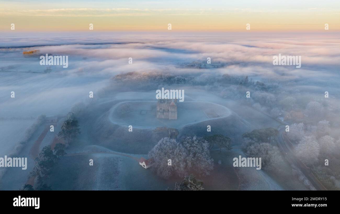 Picture dated January 22nd shows the freezing fog above Castle Rising ...