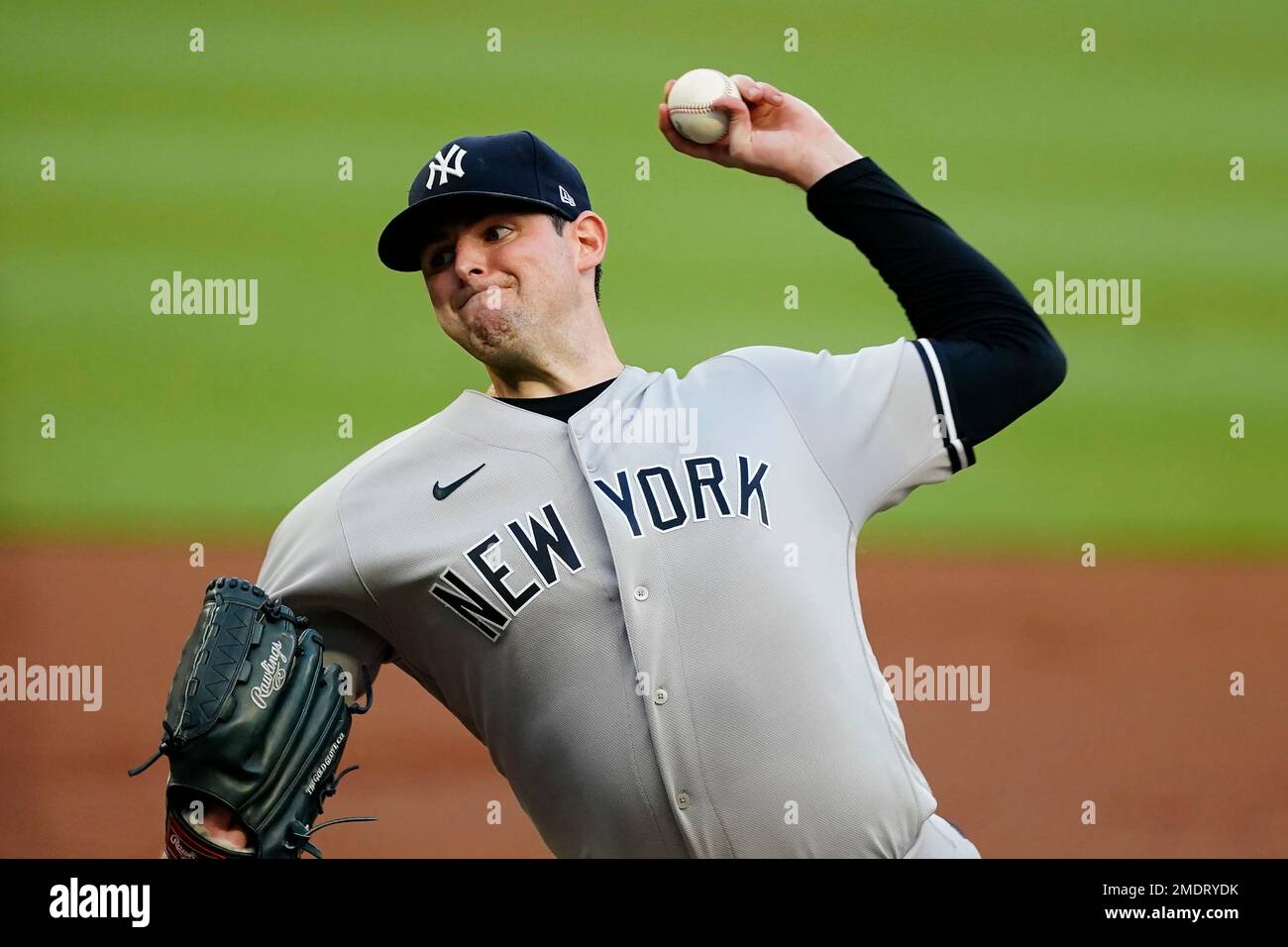 New York Yankees starting pitcher Jordan Montgomery works in the first ...