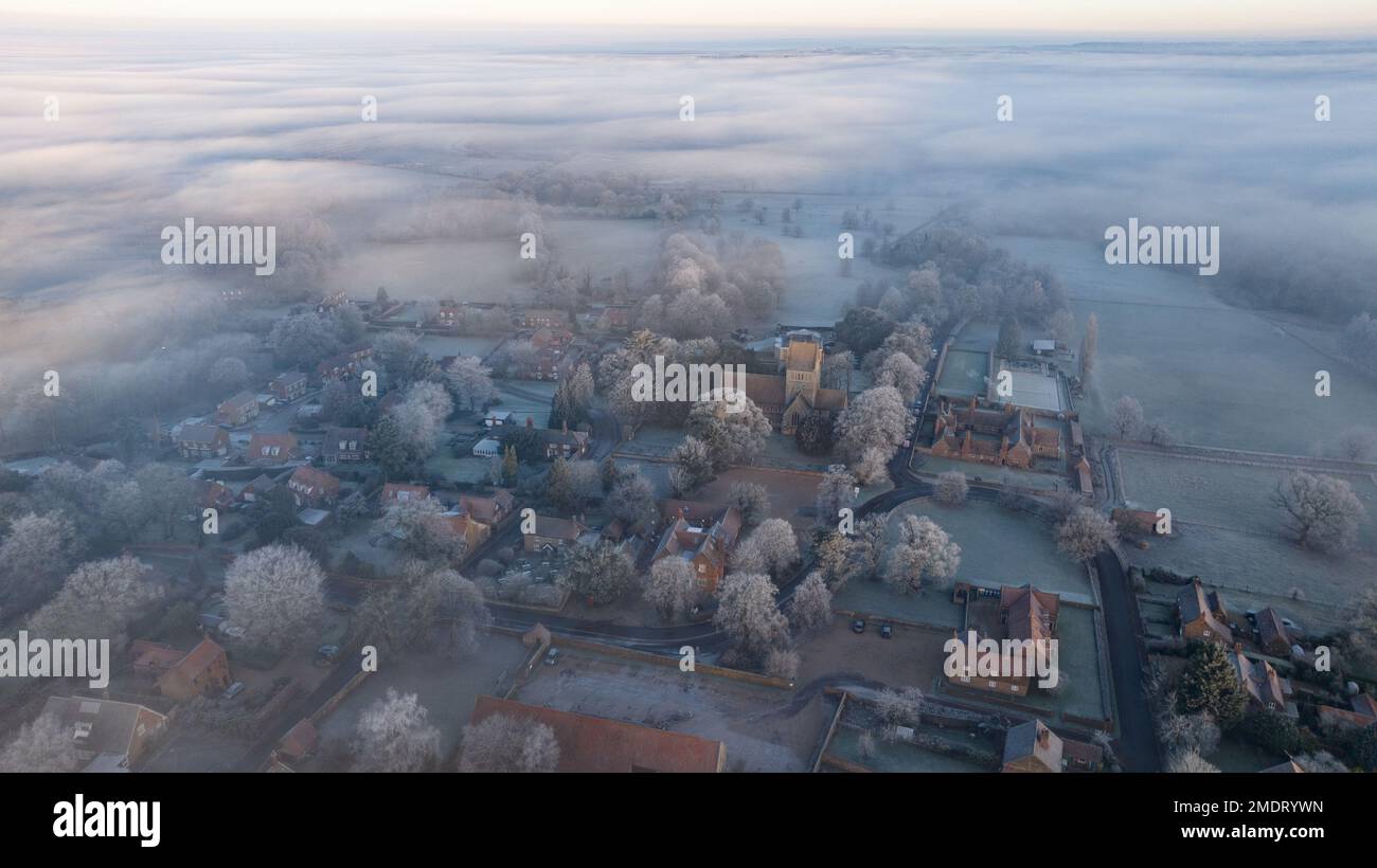 Picture dated January 22nd shows the freezing fog above Castle Rising ...