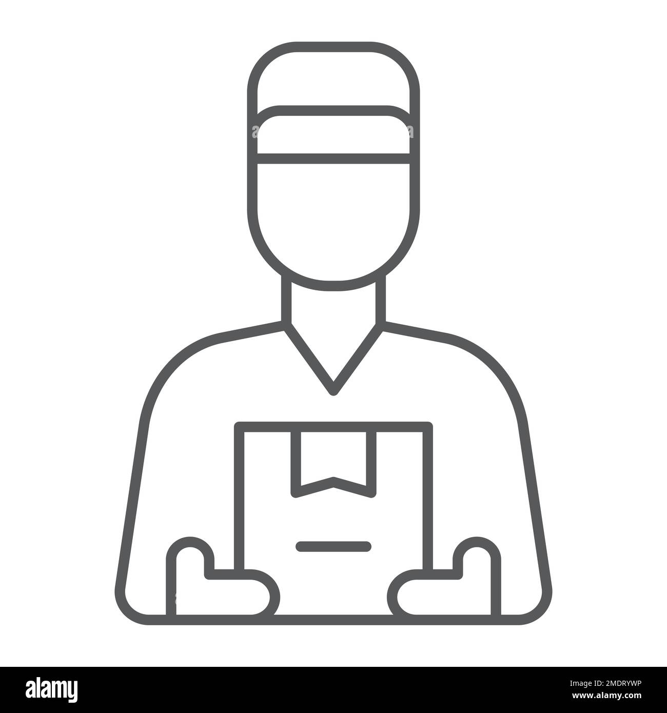 Delivery courier thin line icon, shipping and logistics, deliver guy ...