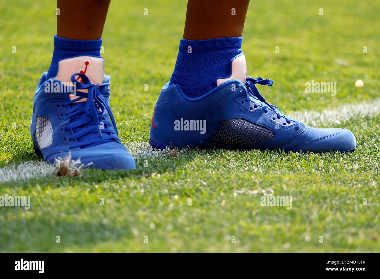 A detail of the Nike cleats worn by New York Giants wide receiver ...