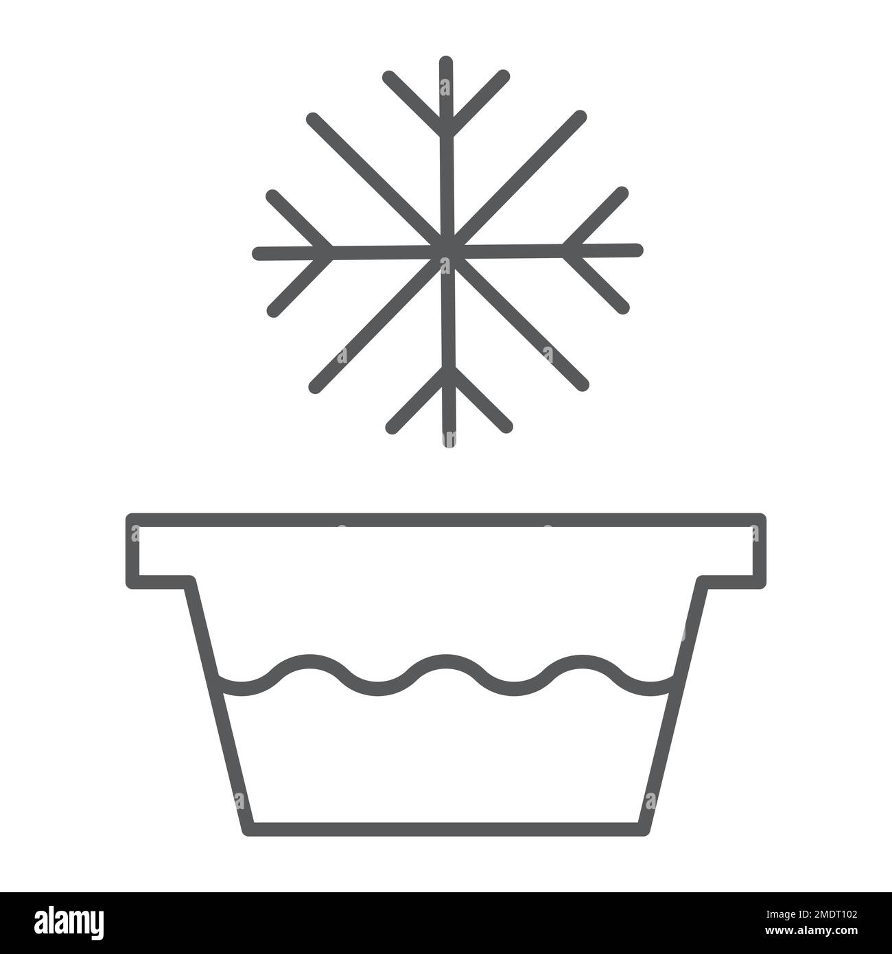 Cold water thin line icon, temperature and wash, basin with snowflake ...