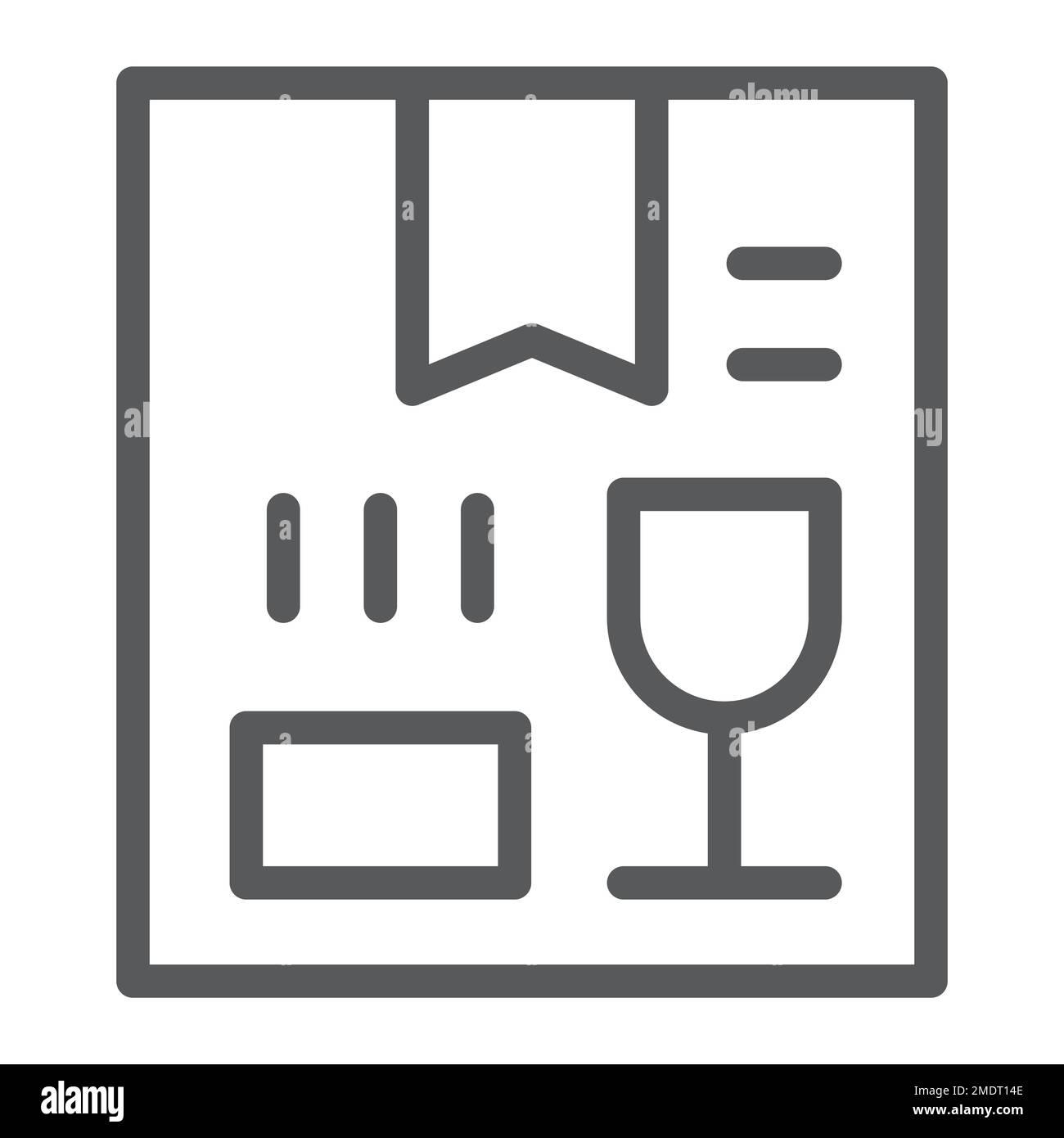 Glass line icon, cargo and package, fragile sign, vector graphics, a linear pattern on a white ...