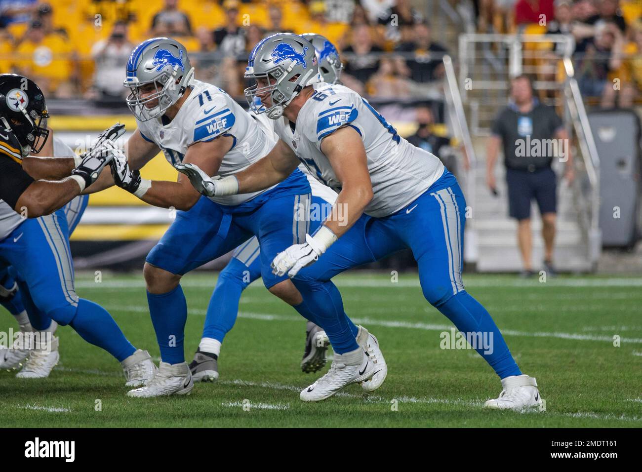 Detroit Lions offensive tackle Matt Nelson (67) blocks during an NFL ...