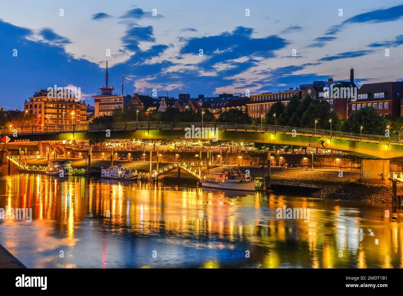 Weser, Weser Promenade, Teerhof Bridge, Bremen, Germany Stock Photo - Alamy