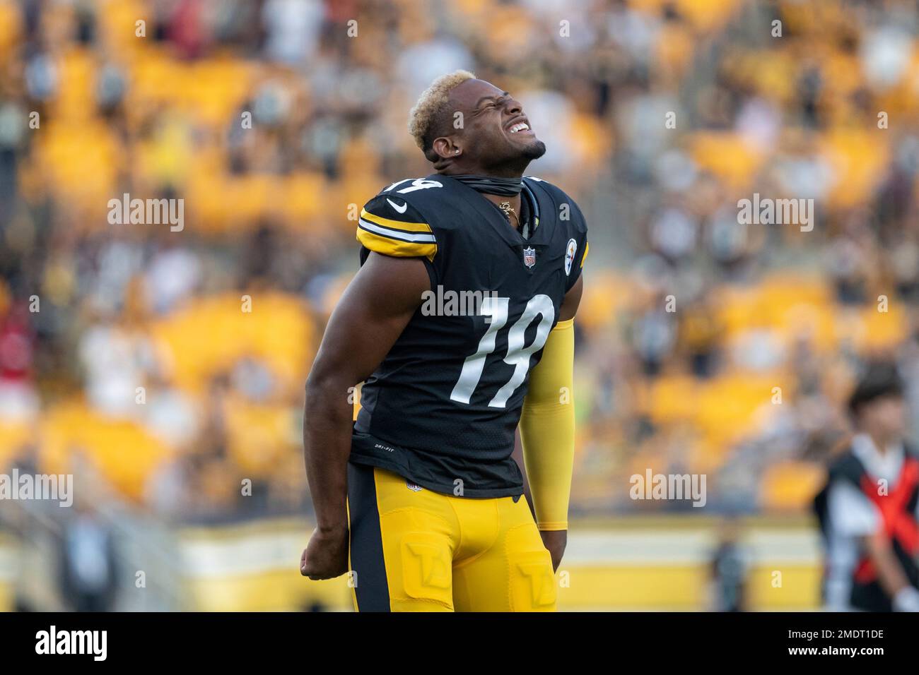 Pittsburgh Steelers wide receiver JuJu Smith-Schuster (19) reacts ...