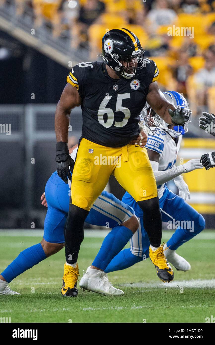 Pittsburgh Steelers offensive tackle Dan Moore Jr. (65) blocks against ...