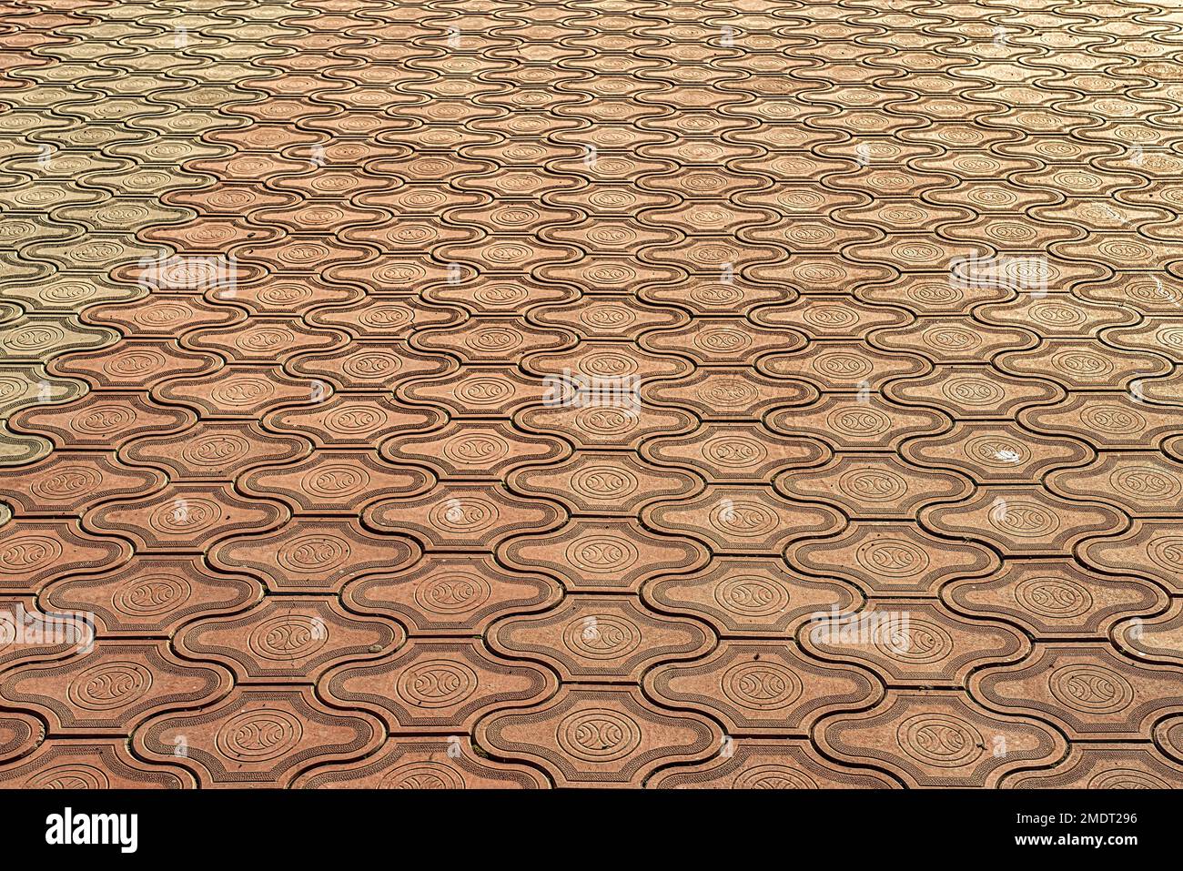 The texture of a red tiled pavement with perspective Stock Photo - Alamy