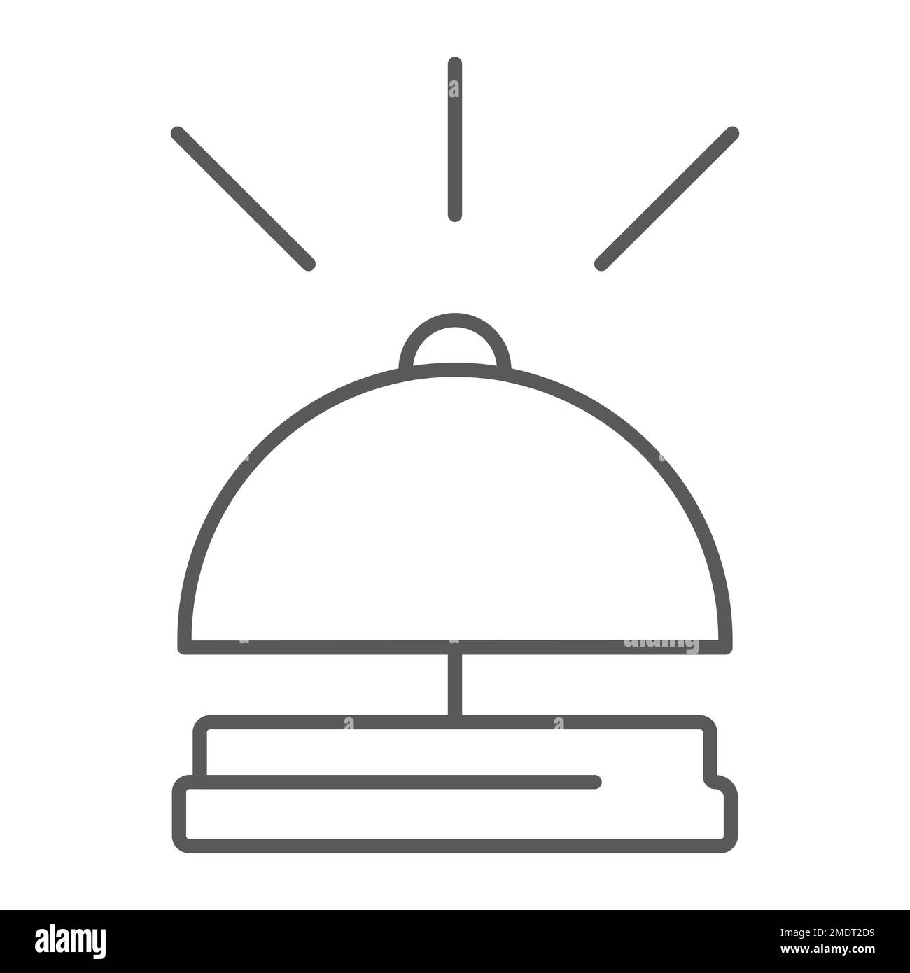 Bell thin line icon, hotel and call, reception sign, vector graphics, a ...