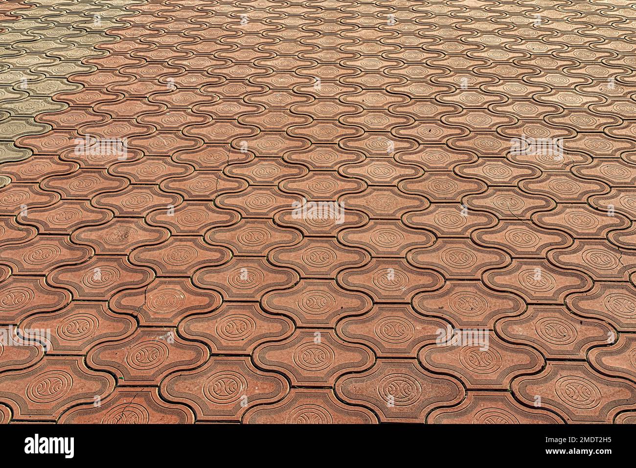 The texture of a red tiled pavement with perspective Stock Photo - Alamy