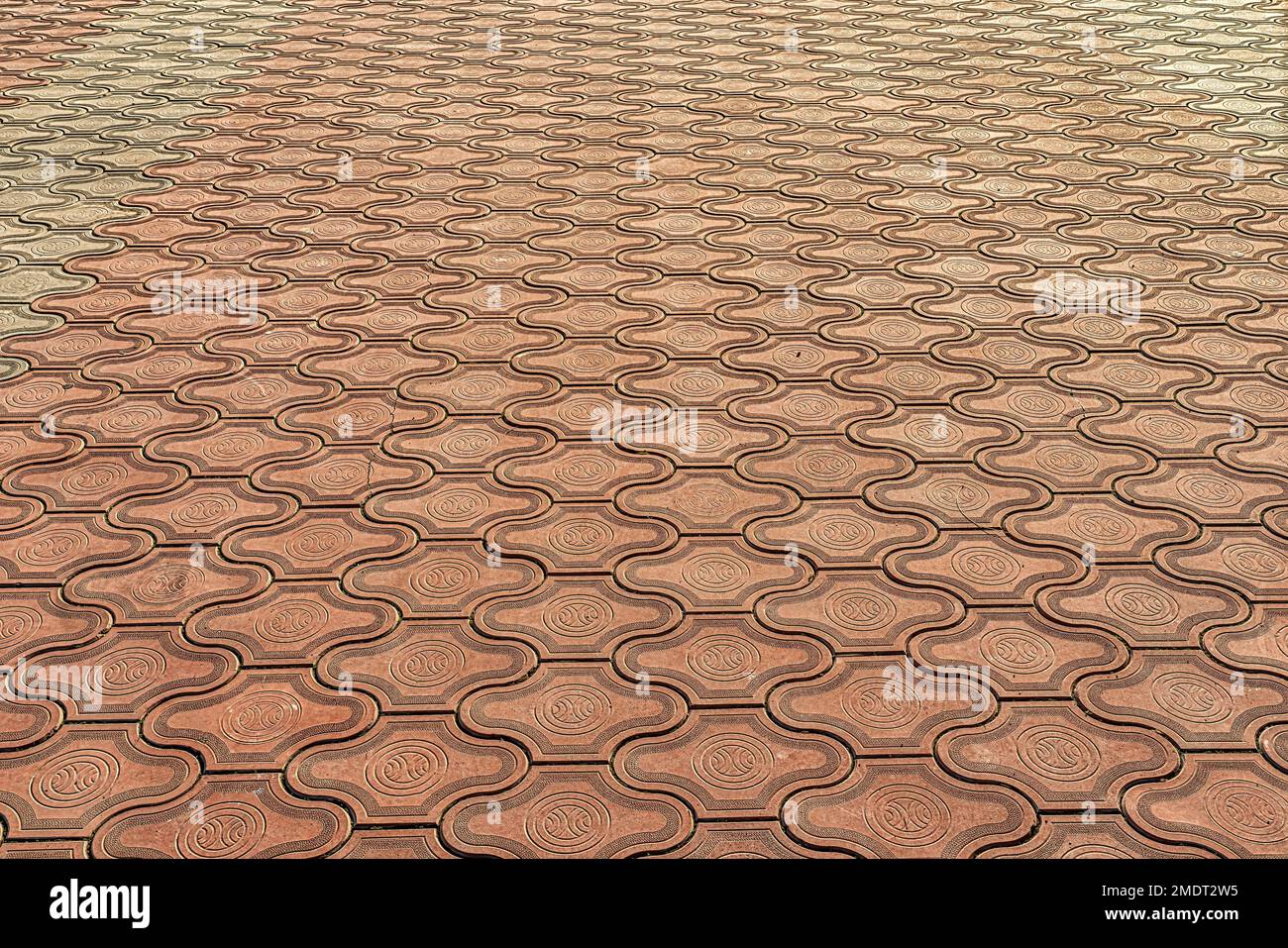 The texture of a red tiled pavement with perspective Stock Photo - Alamy