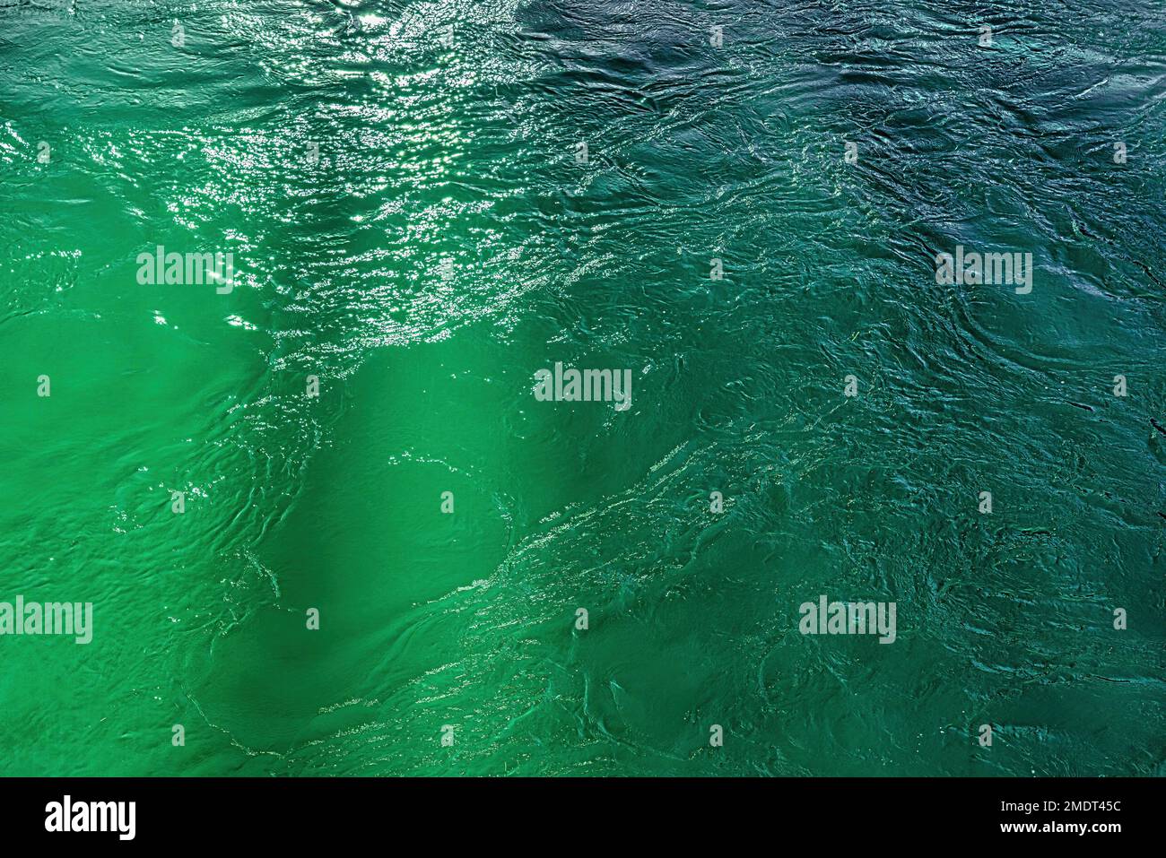 The texture of the waves of turquoise color of fast-flowing water in ...