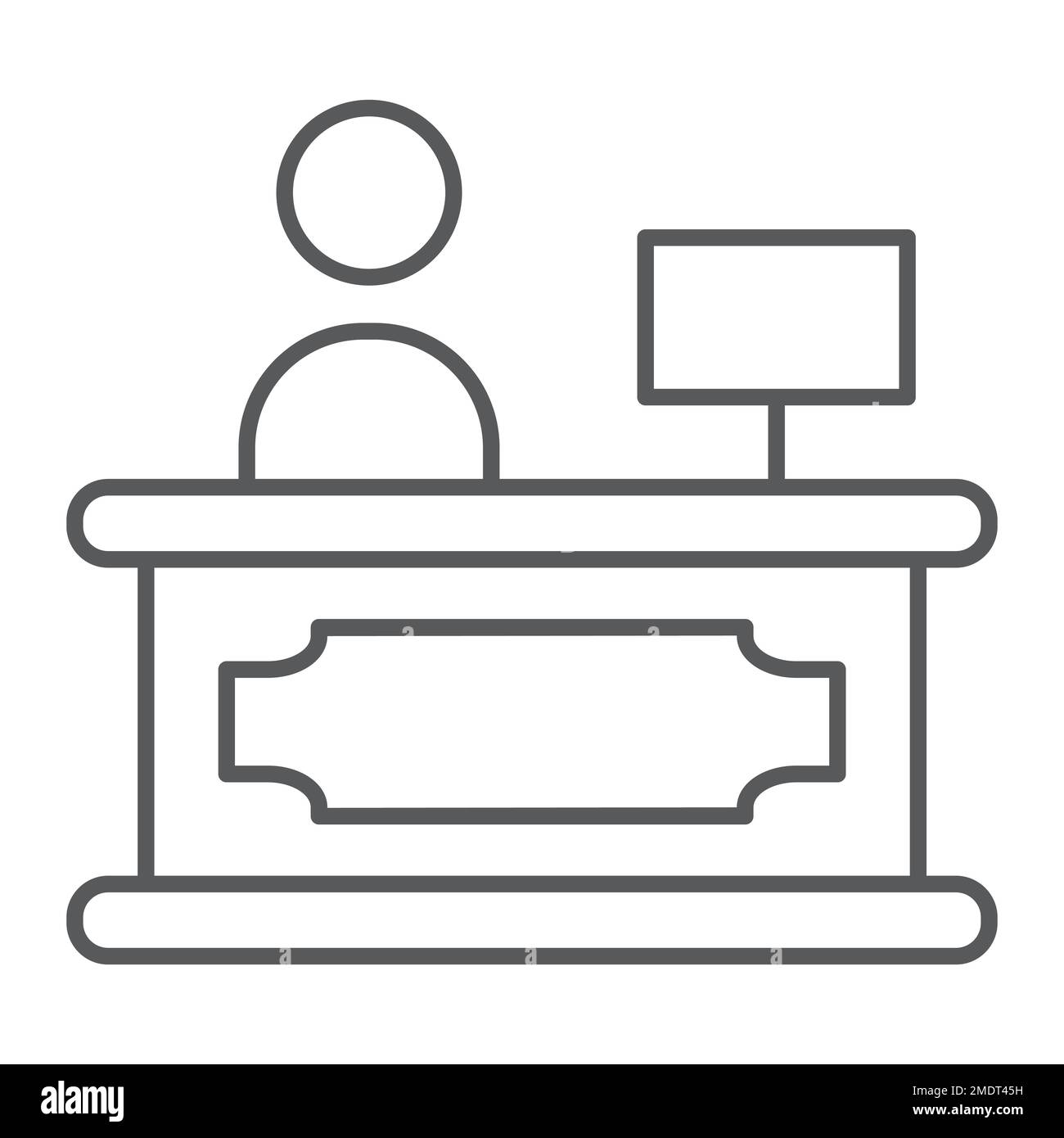 Reception thin line icon, hotel and call, reception desk sign, vector ...